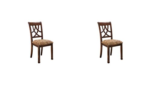 Ashley Furniture Signature Design - Leahlyn Dining Upholstered Side Chair - Pierced Splat Back - Set of 2 - Medium Brown