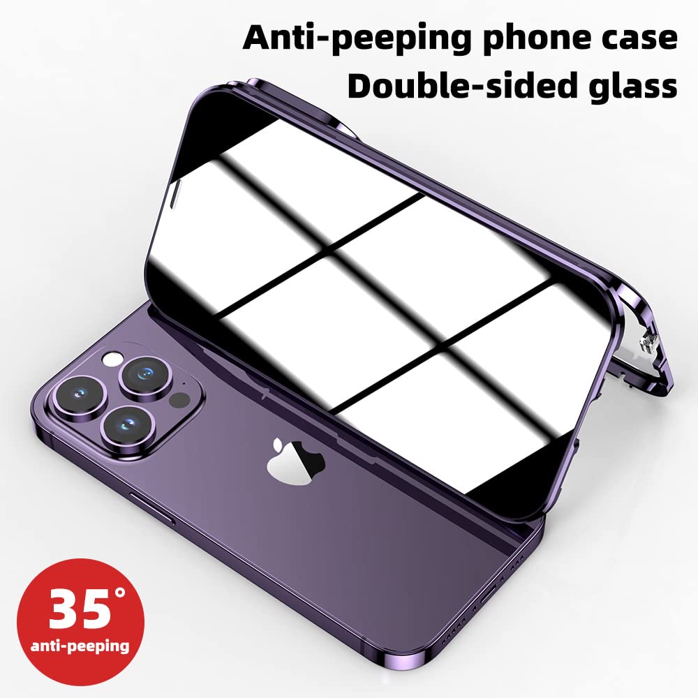 Anti-Peeping iPhone SE 2020, iPhone 8 iPhone 7 360° Full Body Case ,Clear Double Sided Tempered Glass [Magnetic Adsorption] Metal Bumper Protection Privacy Cover Anti-Spy (Black, iPhone7/8/SE(2020))