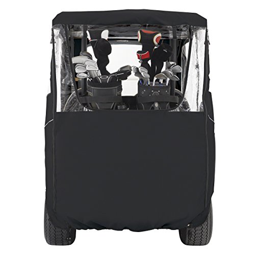 Classic Accessories Fairway Short Roof 2-Person Deluxe Golf Cart Enclosure, Black with Clear Windows