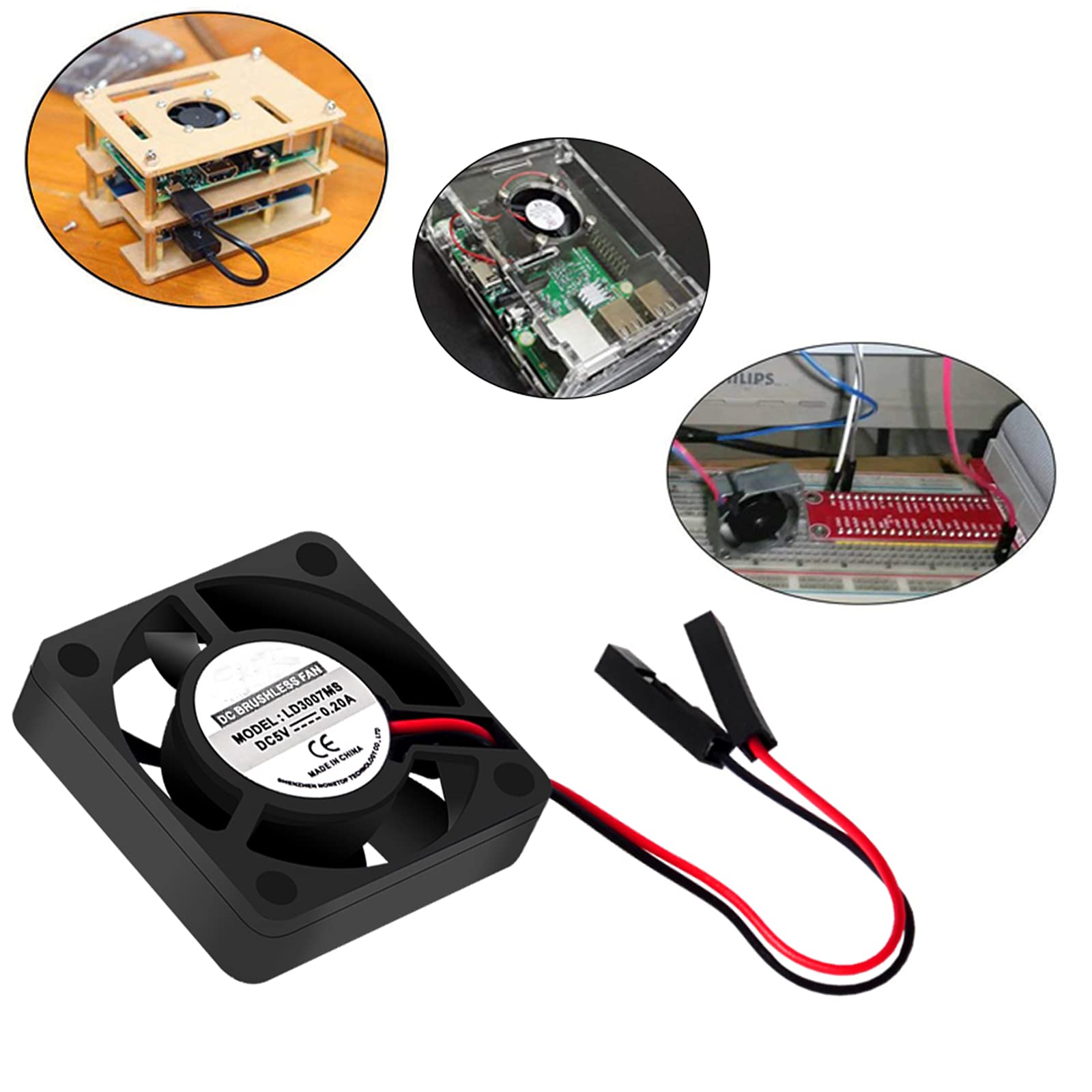 ALMOCN 4pcs Raspberry Pi Fan, Raspberry Pi Cooling Fan Heatsink Cooler Radiator Connector Separating One-to-Two Interface 3.3V 5V 30x30x7mm for Raspberry Pi 4, Pi 3 B+, Pi 3B, Pi 2, Pi B+