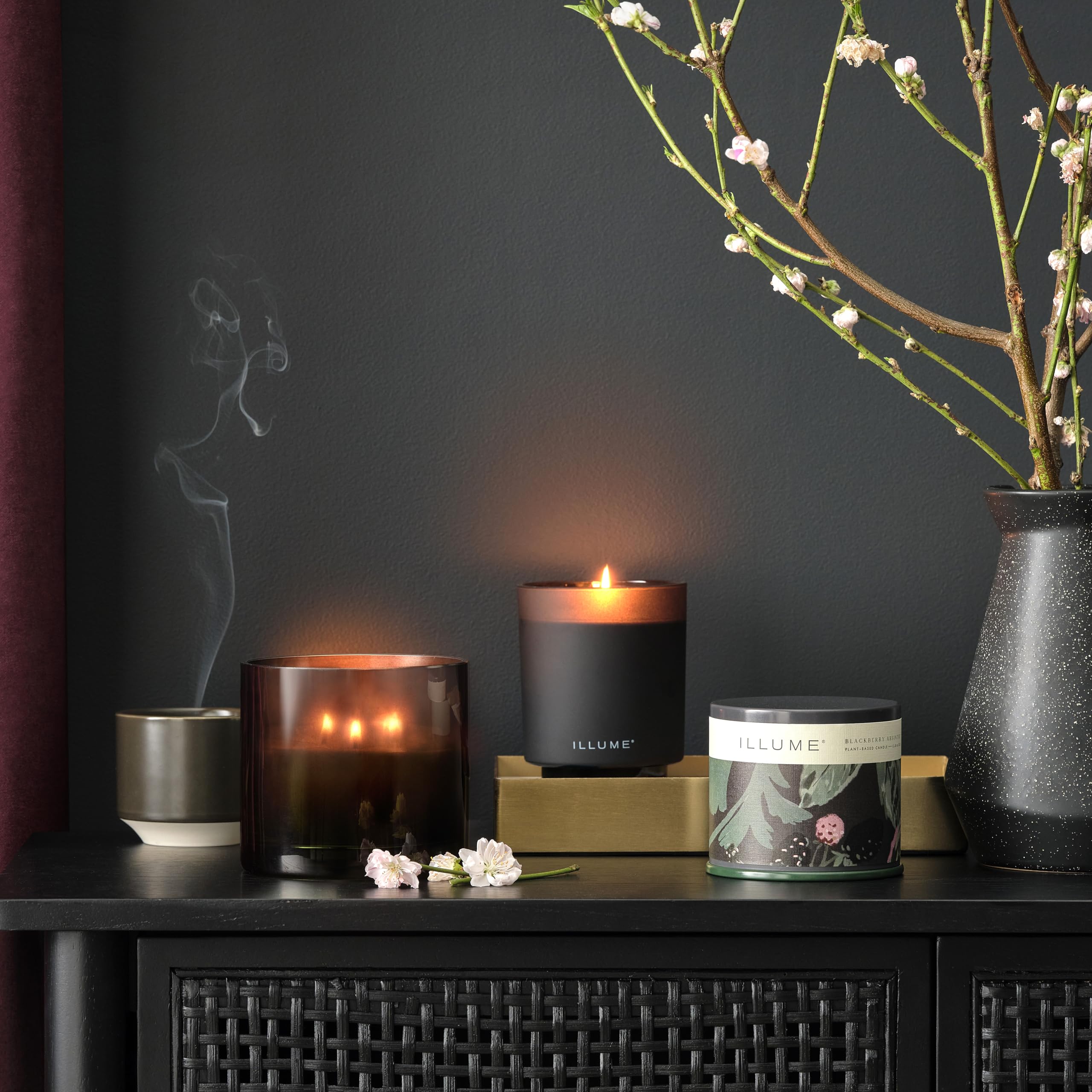 Illume Beautifully Done Essentials BlackBerry Absinthe Boxed Glass Scented Soy Candle