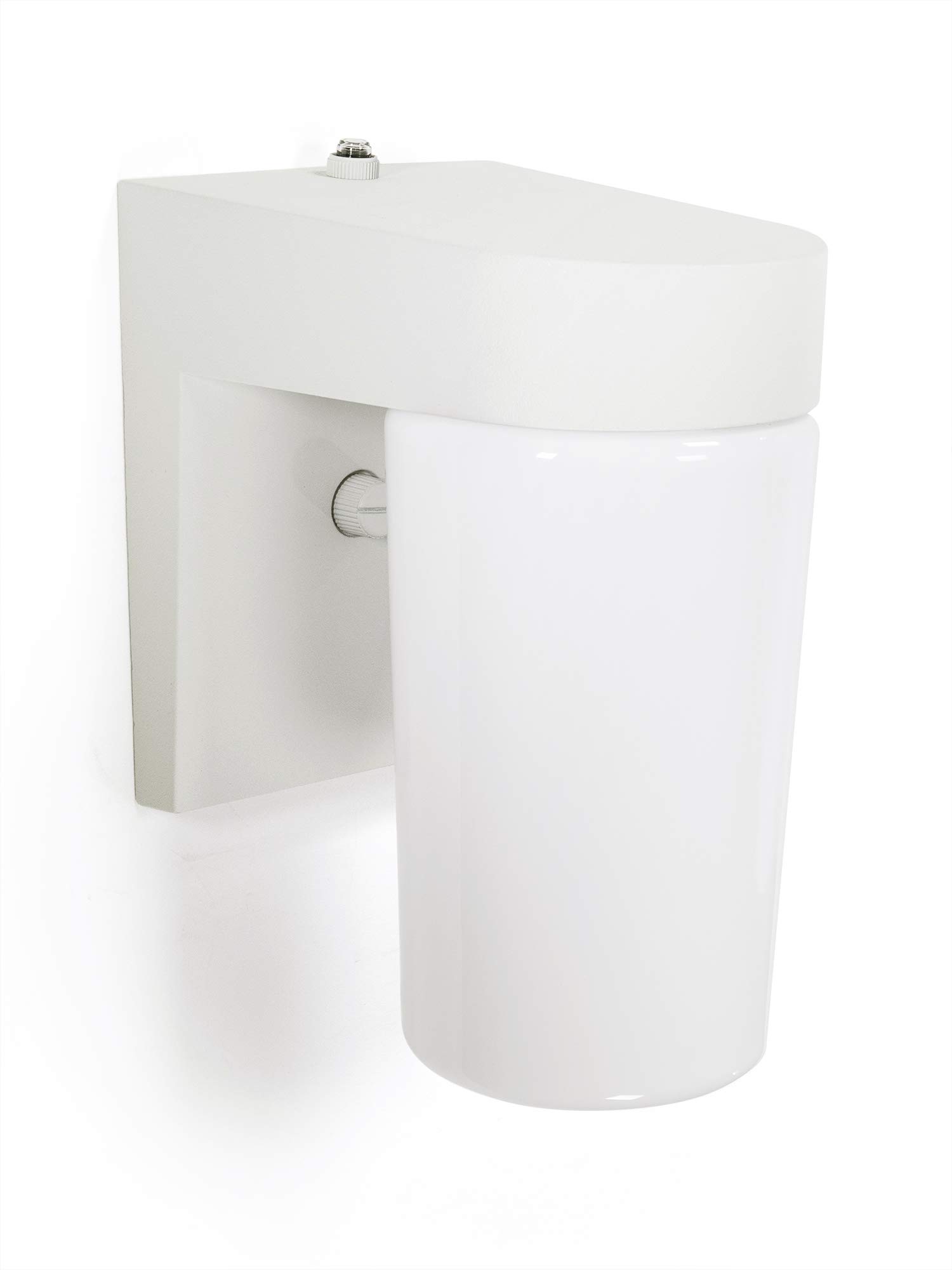 CORAMDEO Commercial Residential Modern LED Jelly Jar Light, Dusk to Dawn Photocell, Wet Location, Built in LED Color Select Switch for 3K / 4K / 5K, 900 Lumens, White Cast Aluminum with White Lens