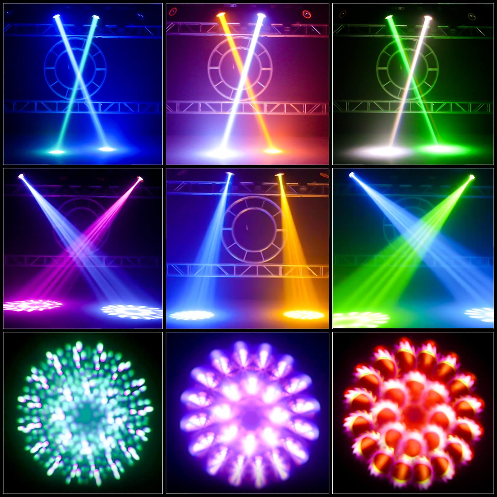 7R 230W Beam Sharpy Moving Head Light - 17 Gobos RGBW Beam Lights - 14 Colors Led Moving Head Light Dj Lights - 16CH DMX512 Sound Control for Church Wedding Disco Party