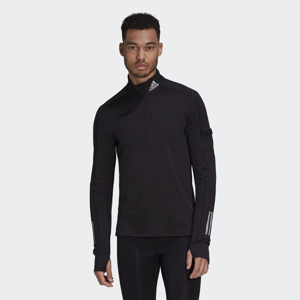 adidas Men's Own The Run 1/2 Zip Warm Sweatshirt, Black, X-Large