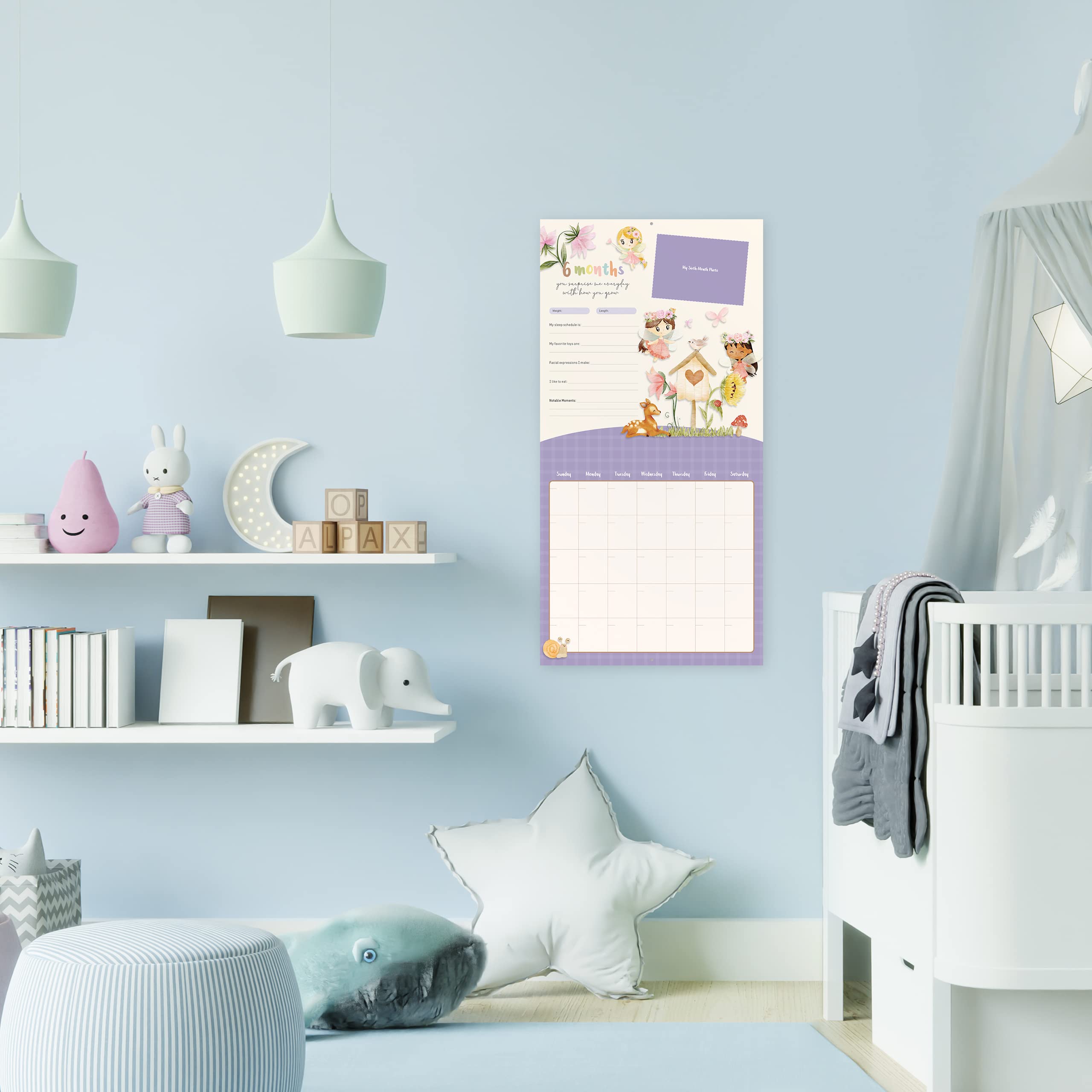 Baby's First Year Book & Calendar with 54 Stickers by Bright Day β Capture Milestones with Baby's First Year Calendar β Keepsake Memory Journal for Newborns, Dinosaur