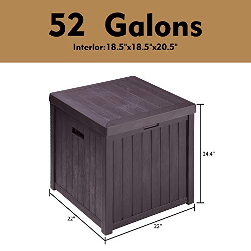 Autlaycil 52 Gallon Small Deck Storage Box -Waterproof Outdoor Toy Storage Box β Perfect to Store Garden Tools and Pool Toys(Brown)