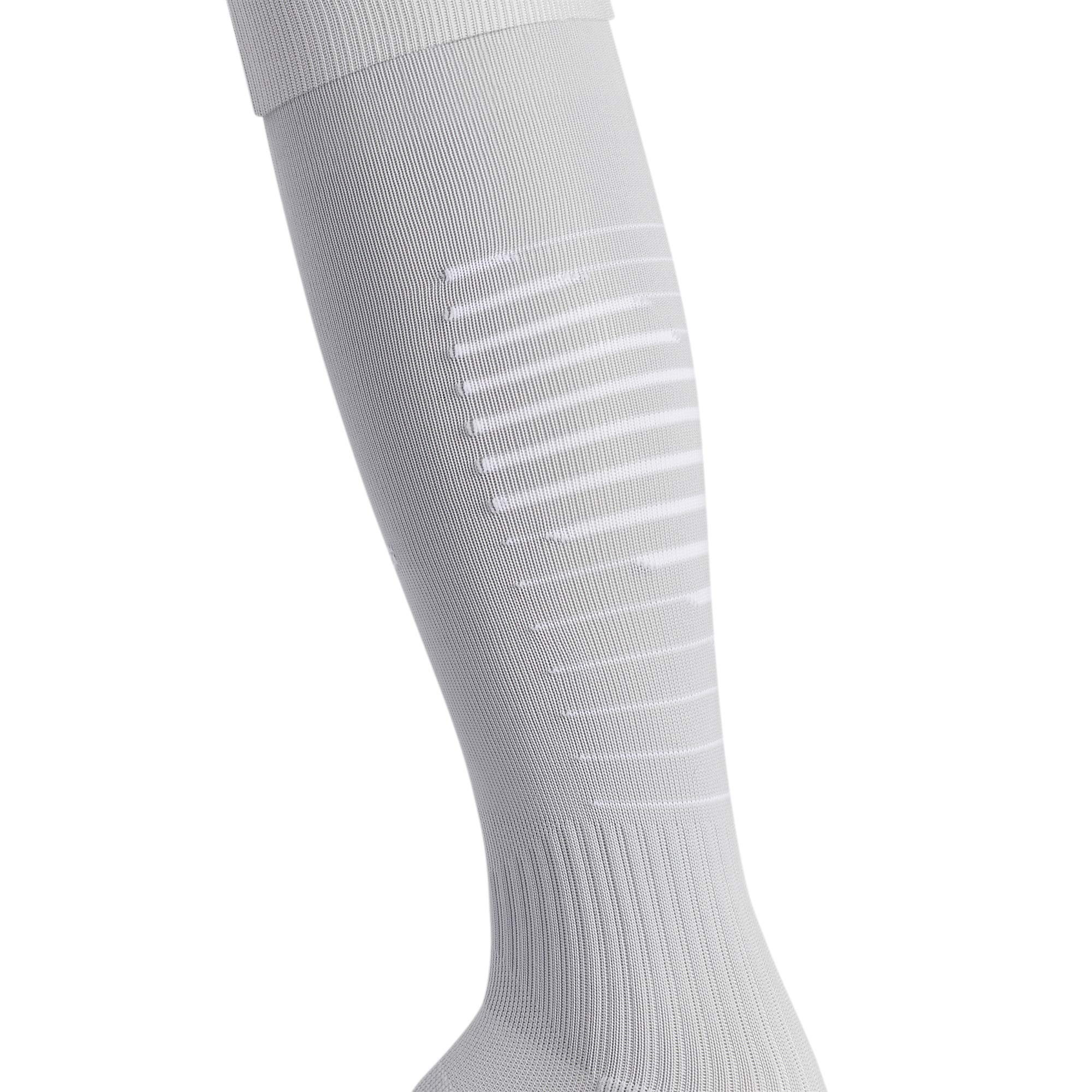 adidas Speed 2 Soccer Socks for Boys, Girls, Men and Women (1-Pair), Team Light Grey/White/Light Onix Grey, Small