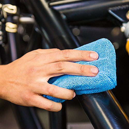 Chemical Guys MIC1995 Gray Woolly Mammoth Microfiber Dryer Towel (36" x 25") & MIC_292_08 Premium Grade Microfiber Applicators, Blue (Pack of 8)