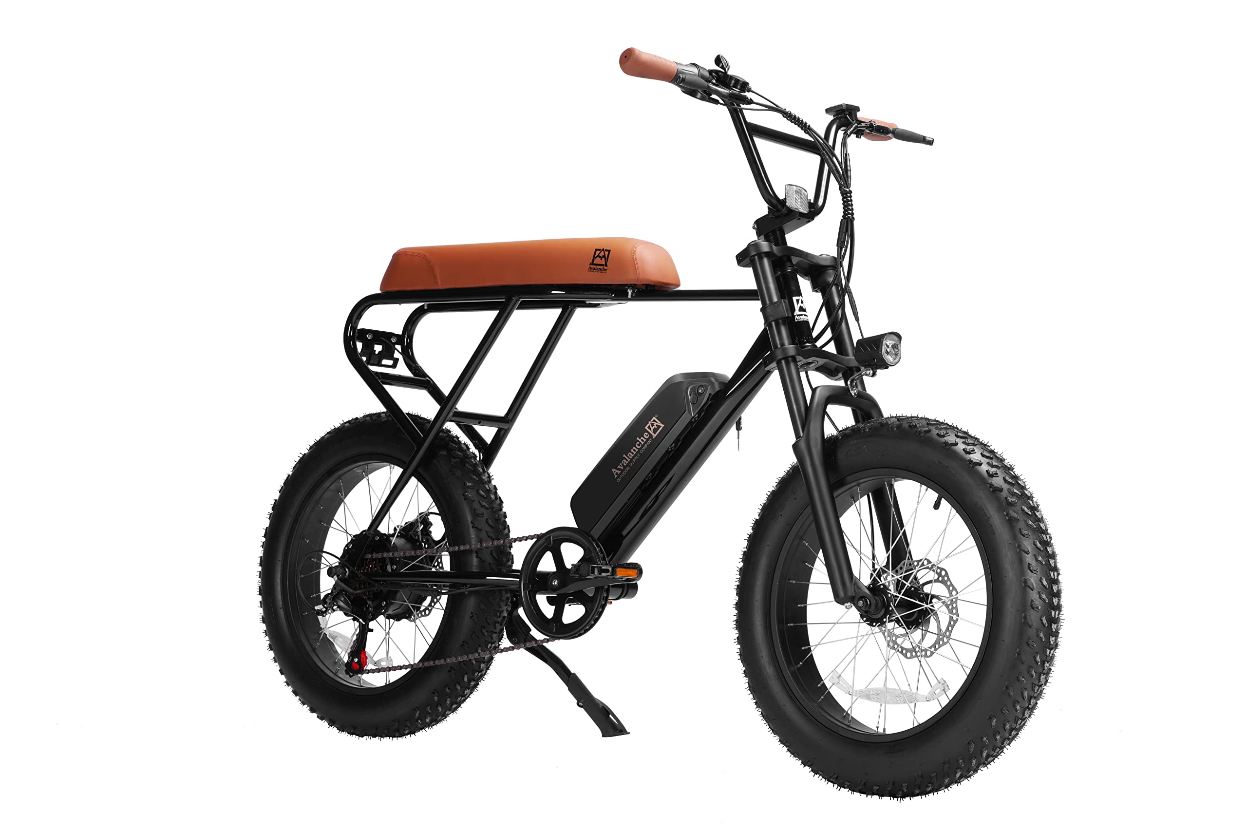 Avalanche Big Bear Electric Bike, 4-Inch Wide Tires, Shimano 6-Speed E-Bike, Black, M / 5`4″-6`2″