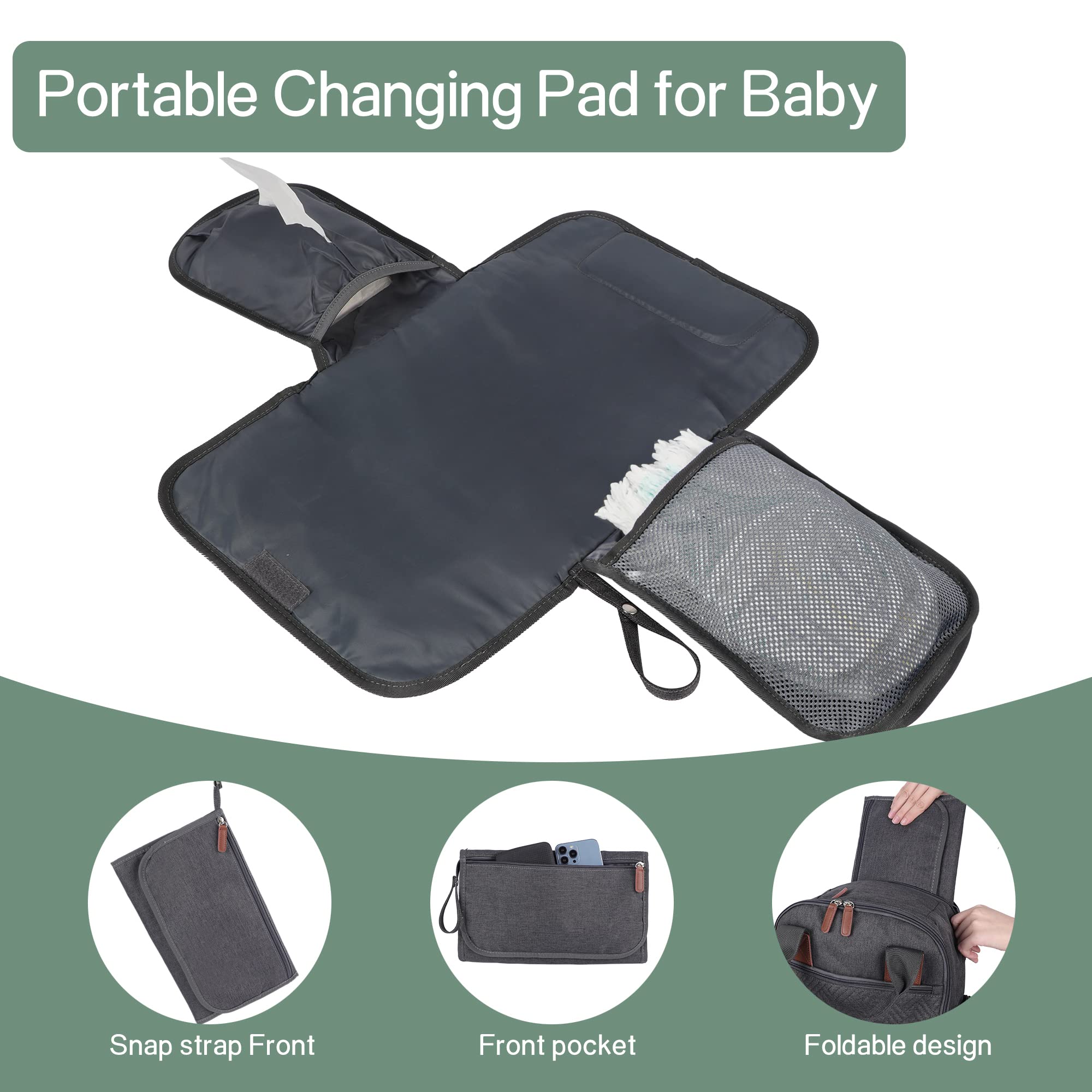BABYARA Diaper Bag Backpack with Changing Pad, Waterproof Baby Bag with Insulated Pockets, Stroller Straps & Ergonomic Design