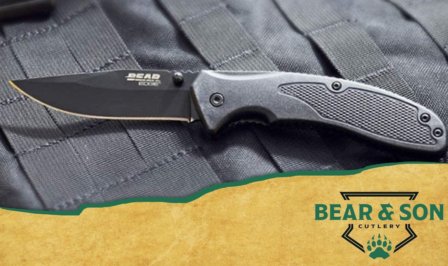 Bear Edge Zytel Sideliner, 3.5” 440 High Carbon Stainless Steel Blade, Black Zytel Handles, Assisted Opening with Reversible Pocket Clip (61106)