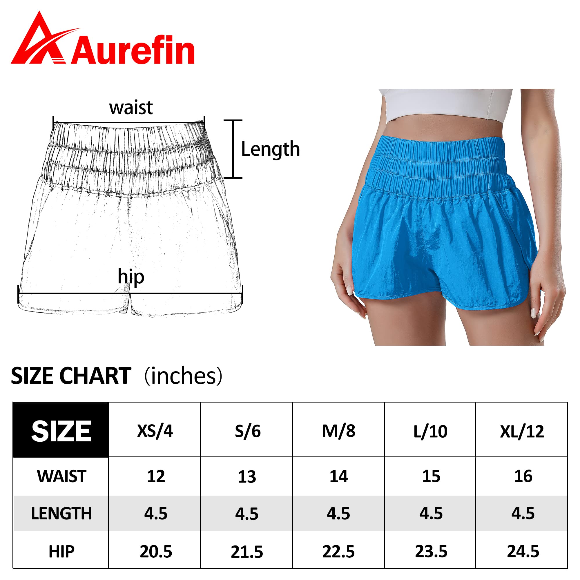 Aurefin High Waisted Athletic Shorts for Women,Womens Running Shorts with Mesh Liner Quick Dry Casual Workout Active Shorts Light Purple/L