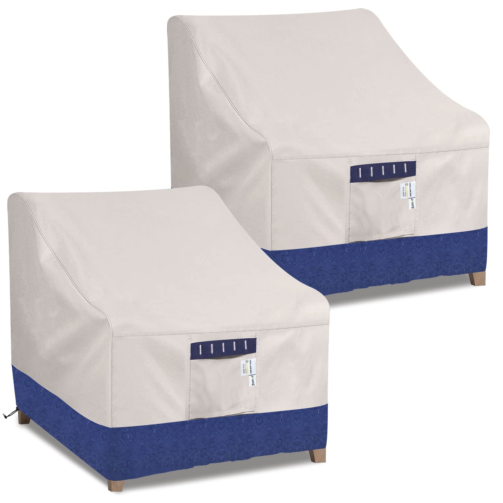 Simpelg Patio Chair Covers For Outdoor Furniture Waterproof 600D Thick Oxford Chair Covers For Outdoor Furniture, Outdoor Patio Covers 34"W x 39"D x34"H (2 Pack-Navy-Large)