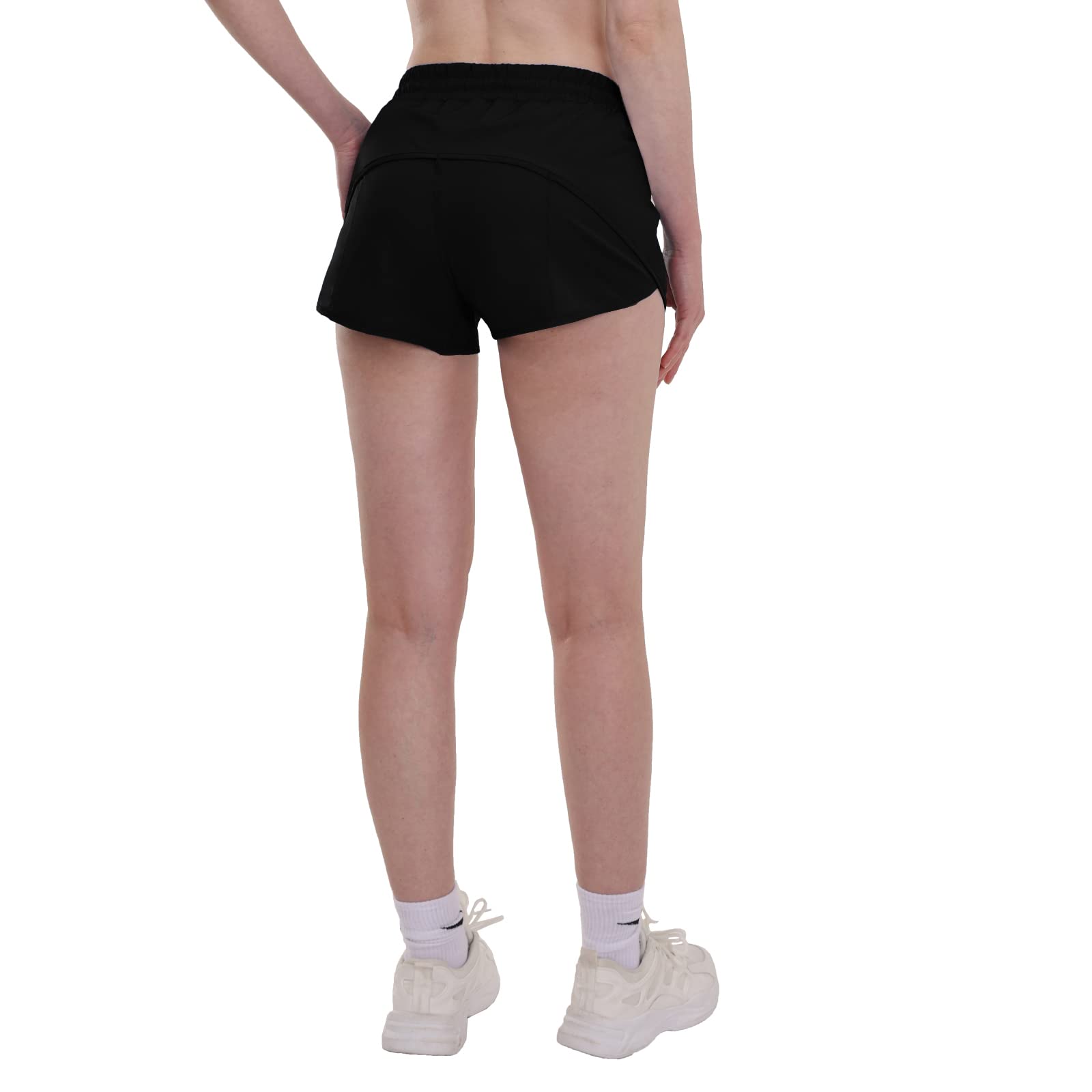 Aurefin Running Shorts for Women,Lightweight Athletic Shorts with Mesh Liner and Zip Pocket Quick Dry Workout Sports Shorts Black/Small