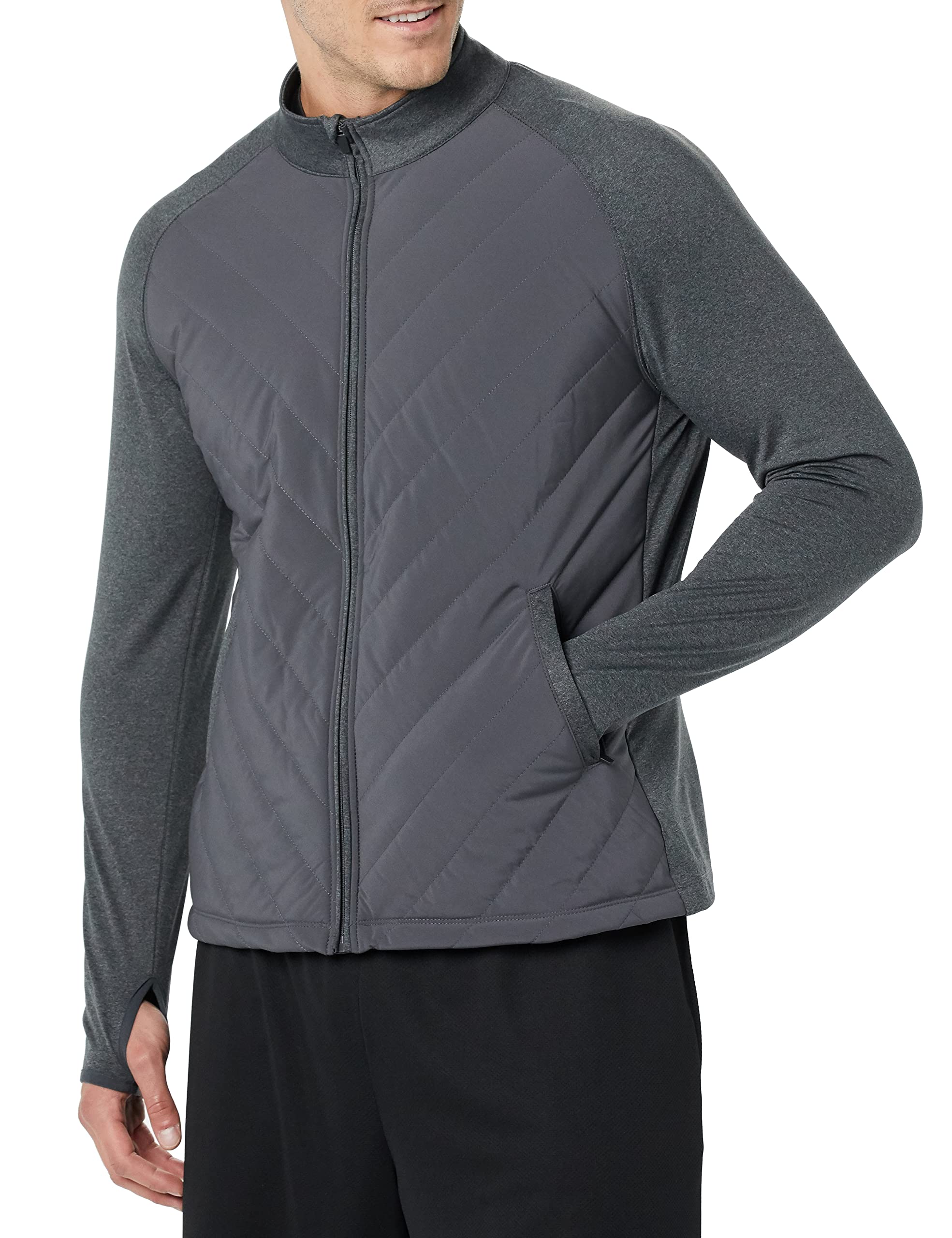 Amazon Essentials Men's Slim Fit Performance Stretch Quilted Active Jacket, Black, X-Large