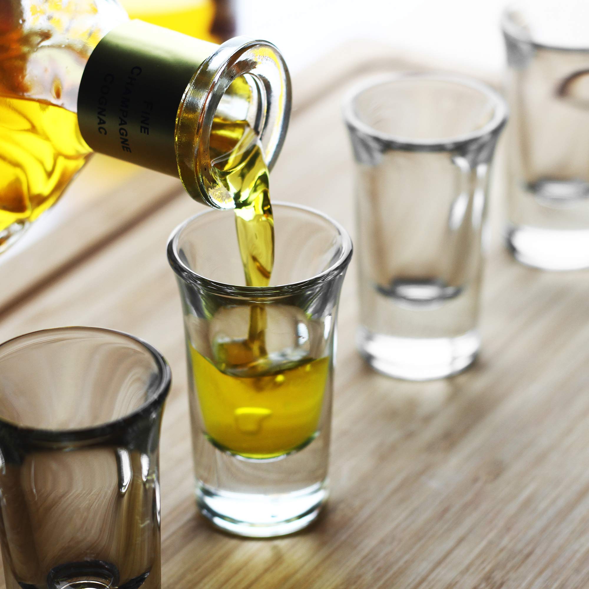 BaveL Shot Glass Set of 6,Heavy Base Clear Shot Glass, Great for Whisky Brandy Vodka Rum and Tequila Shot Set (0.9 OZ)