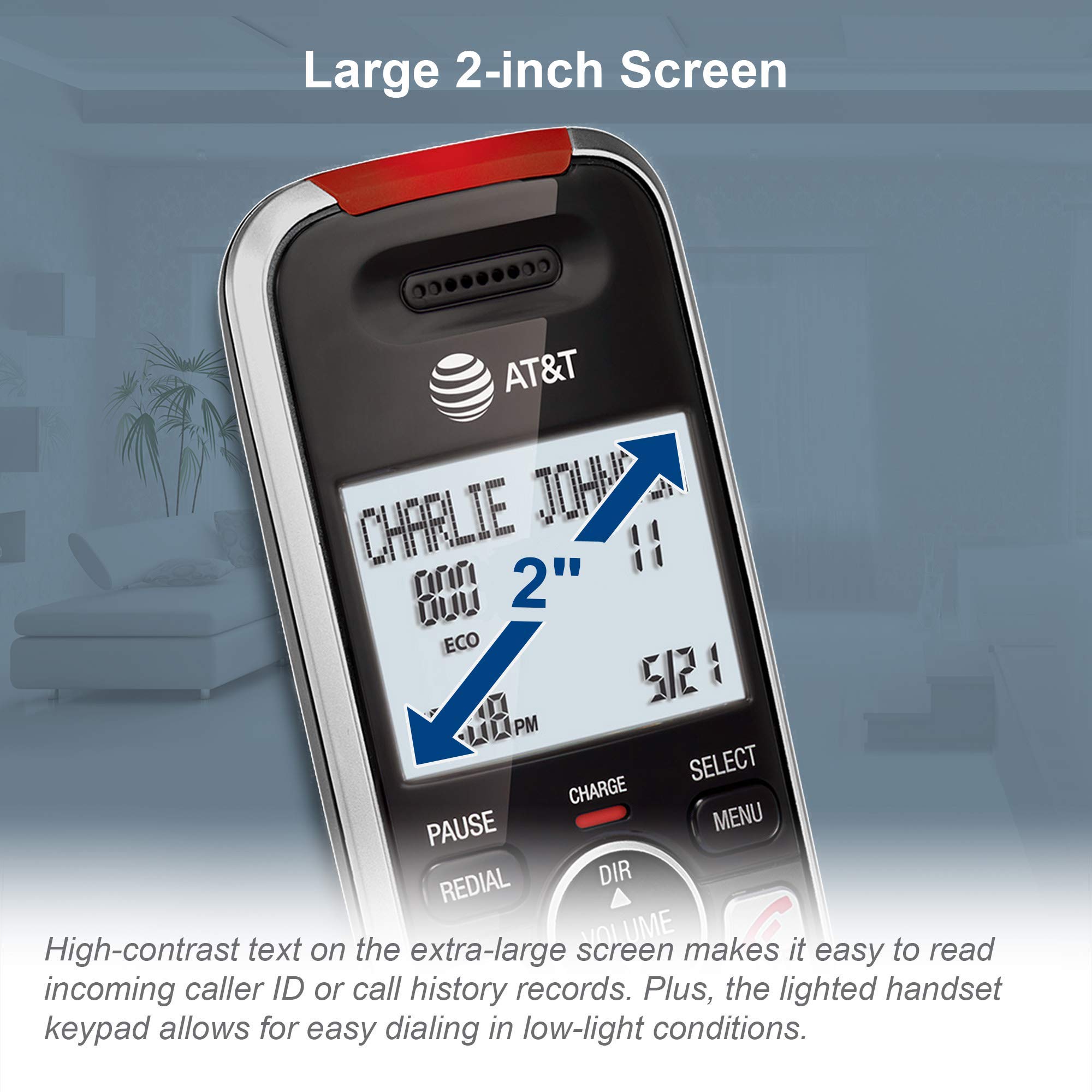 AT&T BL102-2 DECT 6.0 2-Handset Cordless Phone for Home with Answering Machine, Call Blocking, Caller ID Announcer, Audio Assist, Intercom, and Unsurpassed Range (Renewed)