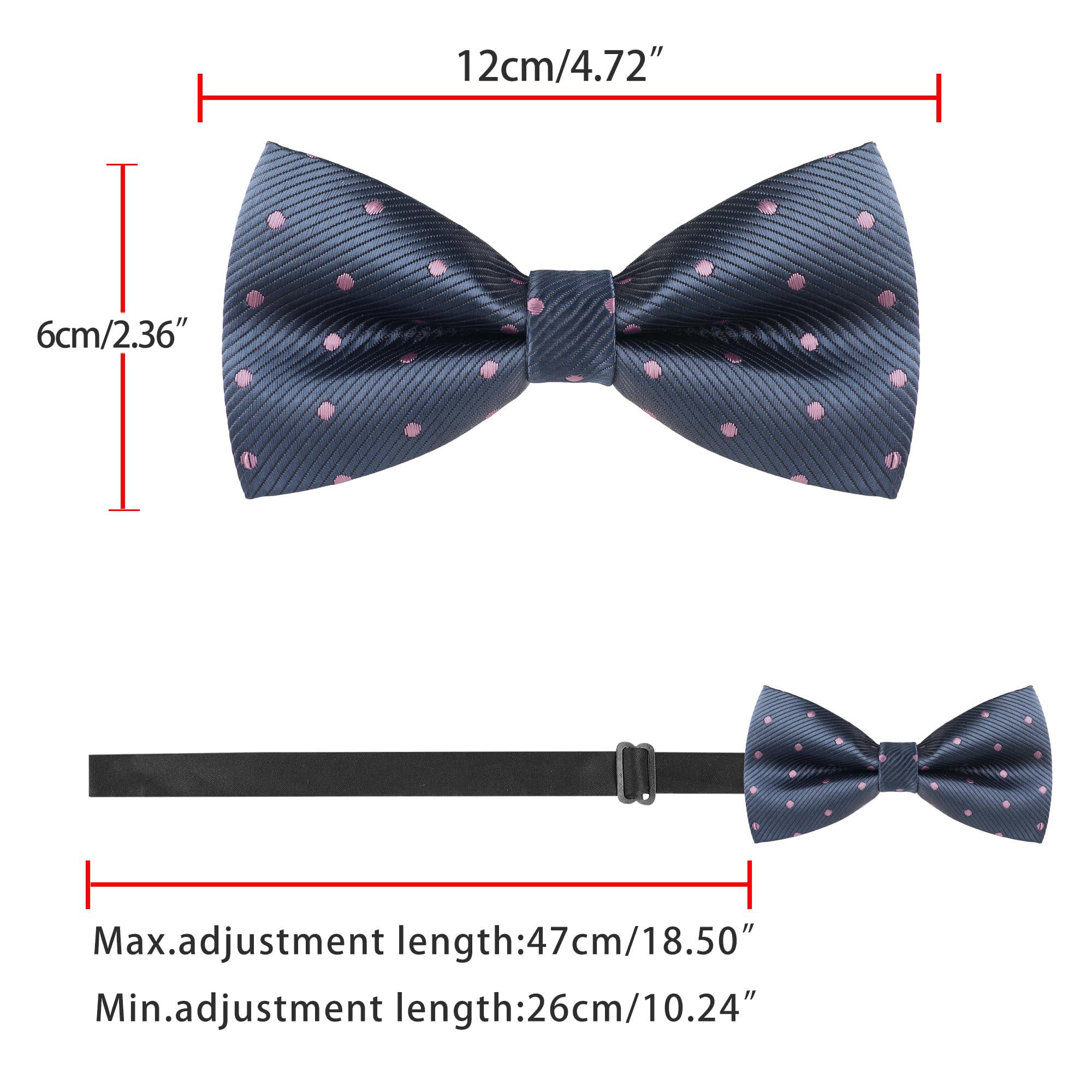 Allegra K Men's Pre-Tied Adjustable Polka Dots Neck Ties Tuxedo Work Party Prom Bowtie One Size Navy Blue Pink