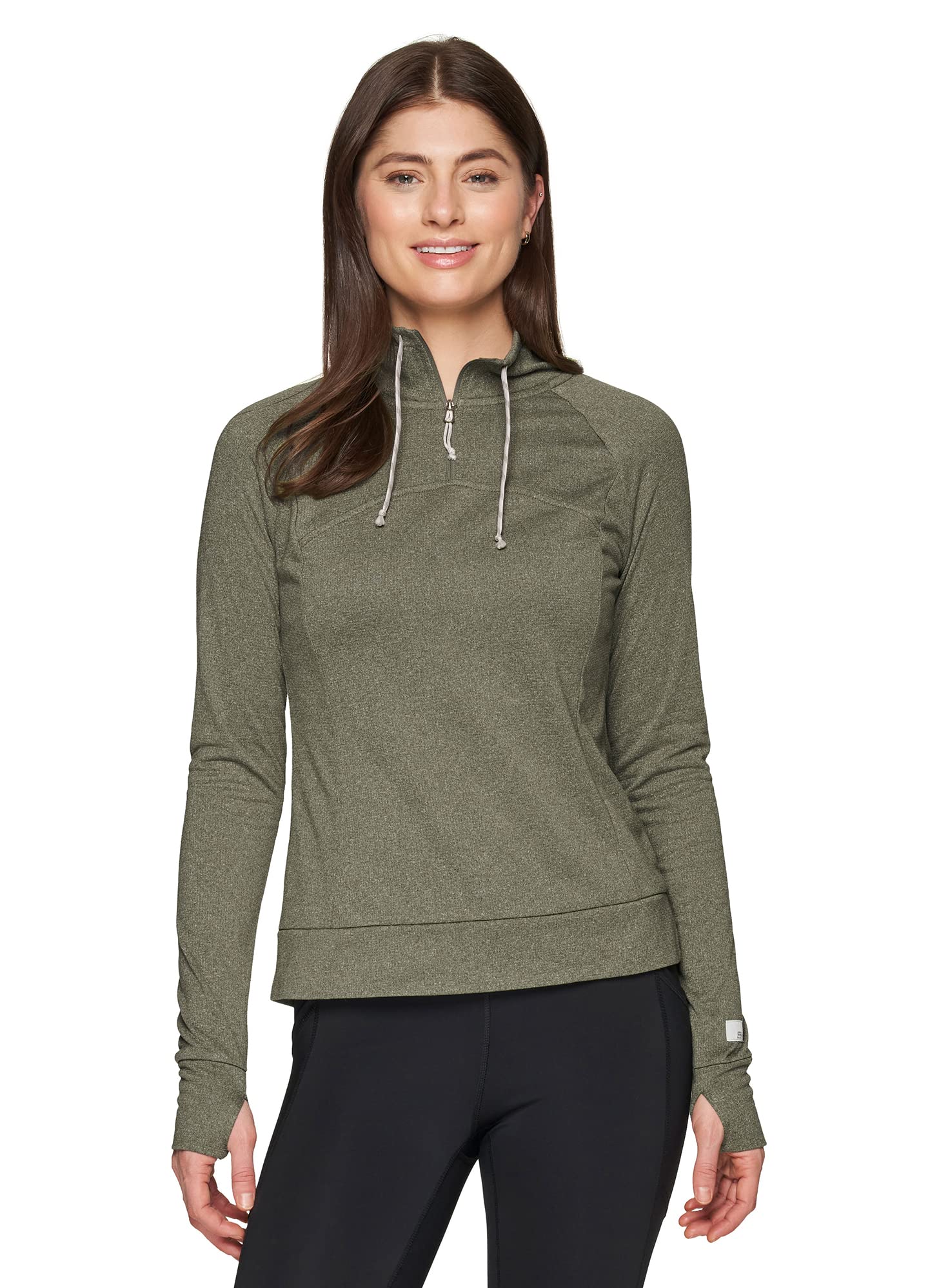Avalanche Women's Long Sleeve Lightweight Thermal 1/4 Zip Hiking Top Olive Heather L