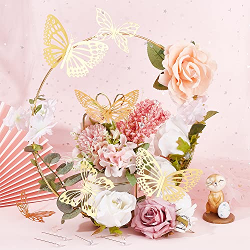 CHGCRAFT 160Pcs 5Styles Bouquet Wedding Corsages Pins 3D Gold Butterfly Wall Decor Include 100Pcs Head Pins 60Pcs 3D Gold Removable Butterfly Sticker for Birthday Party Wedding Garland