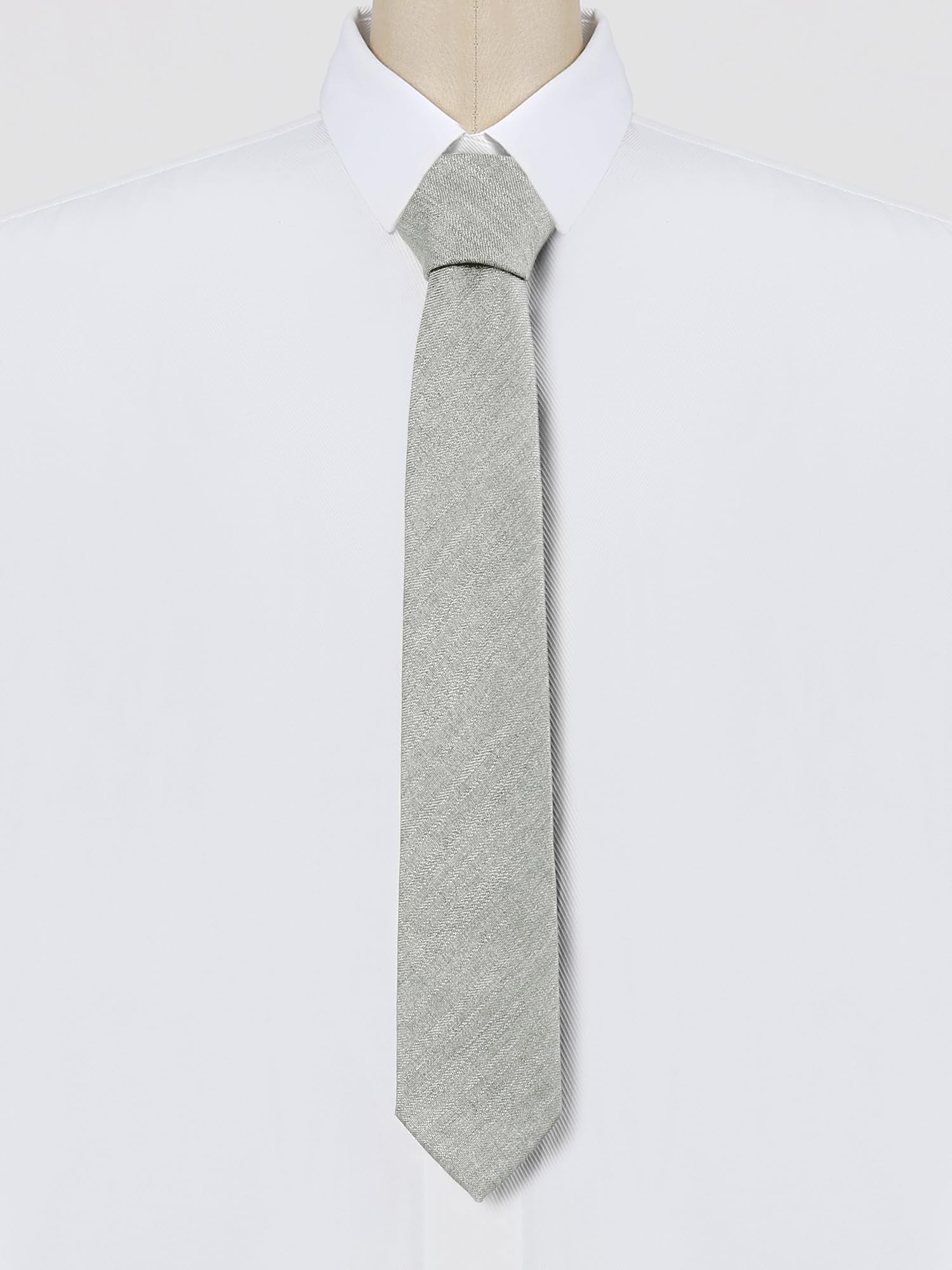 Allegra K Men's Self Tied Solid Color Formal Casual Skinny Necktie One Size Light Gray