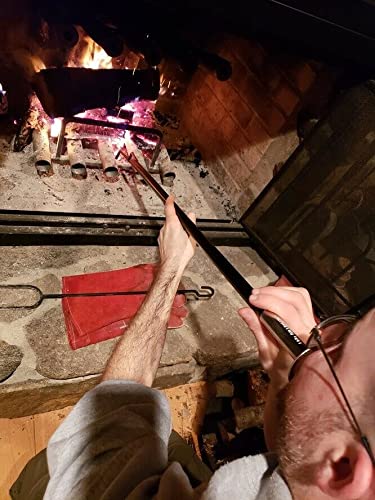 Fireplace Blow Poker Bundle with InstaFire Starter - All in one Fire Poker, Blow Poke, Rake Tool