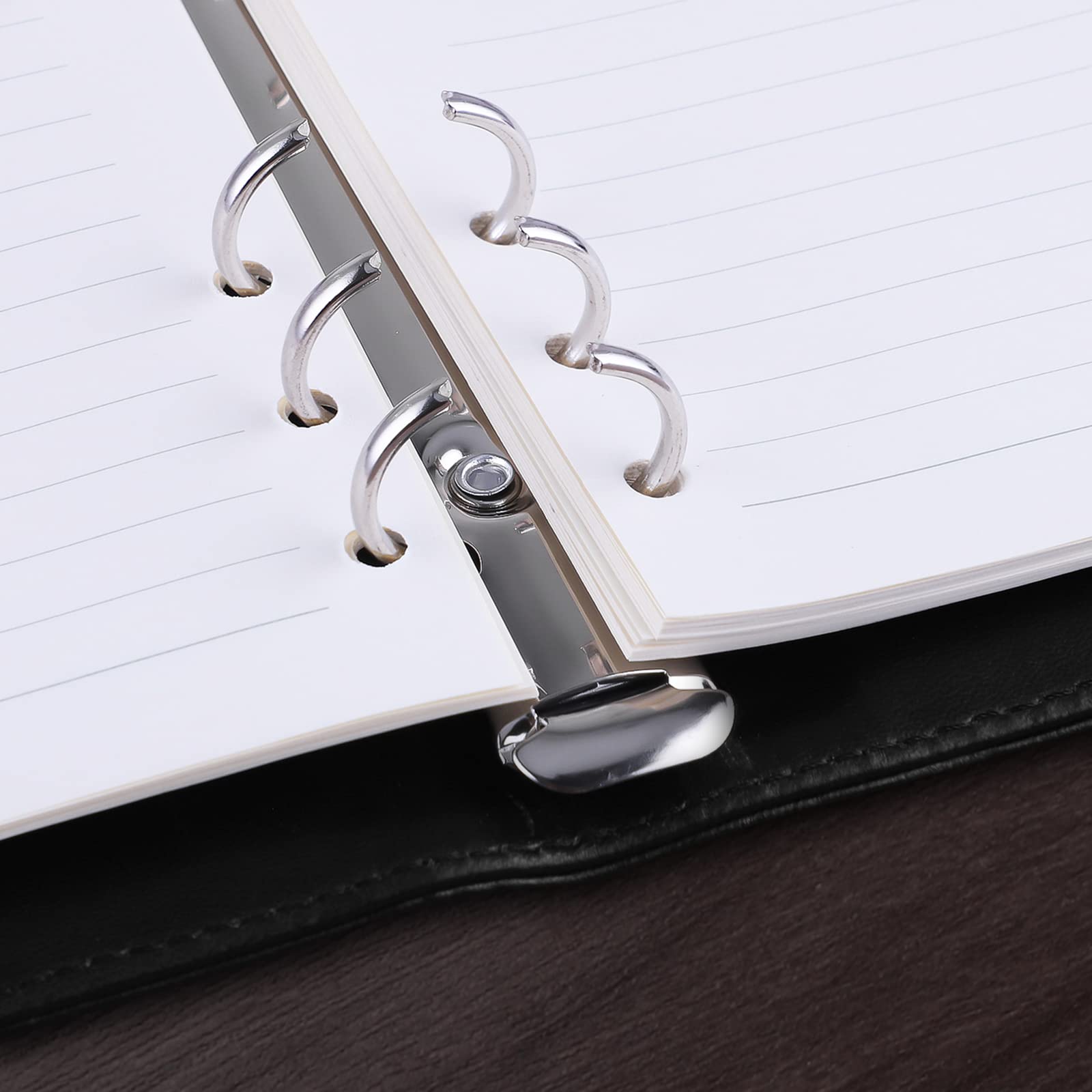 Antner A6 PU Leather Notebook Binder Refillable 6 Ring Budget Binder for A6 Filler Paper, Loose Leaf Personal Planner Binder Cover with Magnetic Buckle Closure, Black