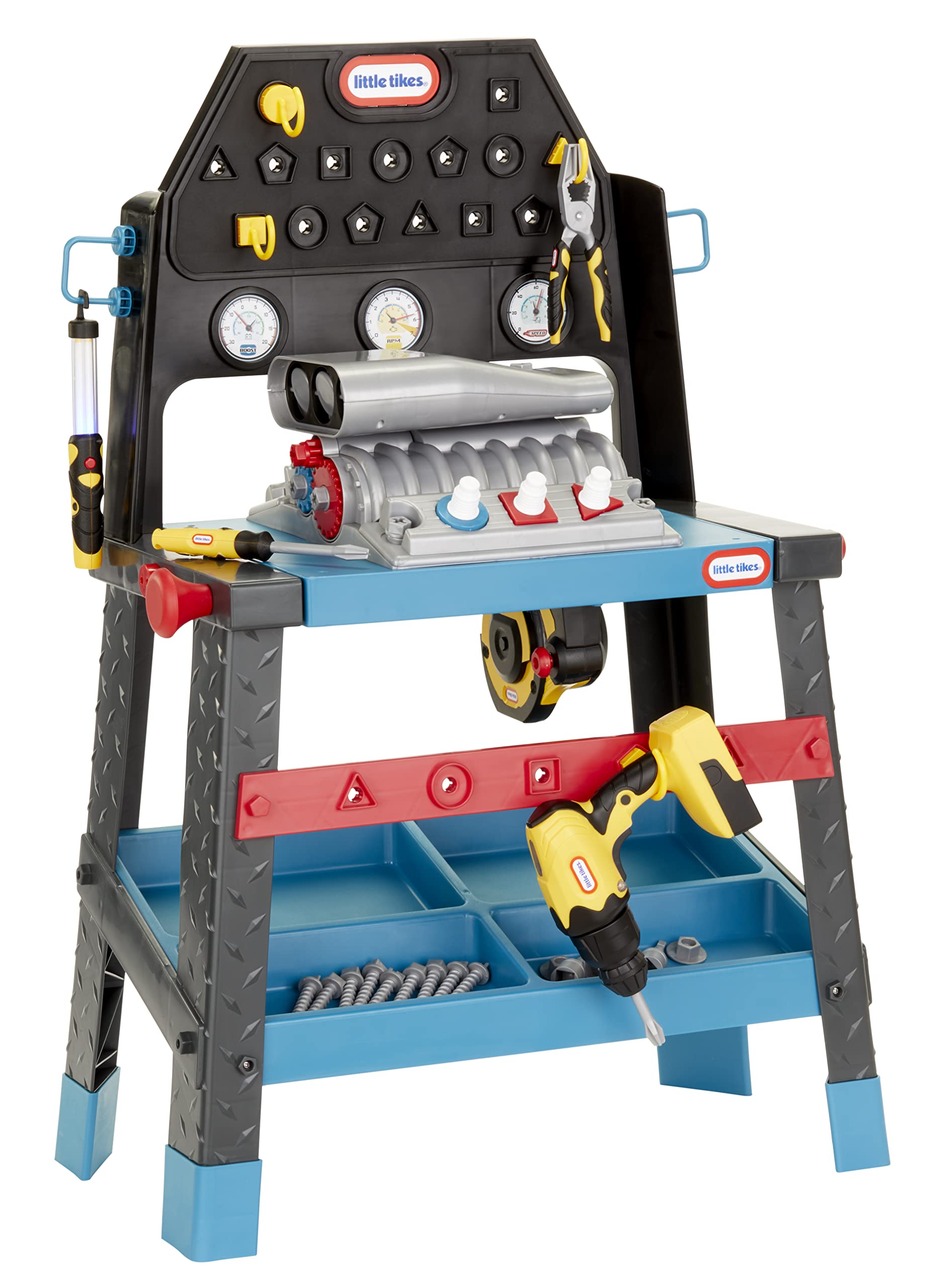 Little Tikes 2-in-1 Buildin' to Learn Motor/Wood Shop Auto and Wood Workshop with 50+ Realistic Accessories Kids 3+