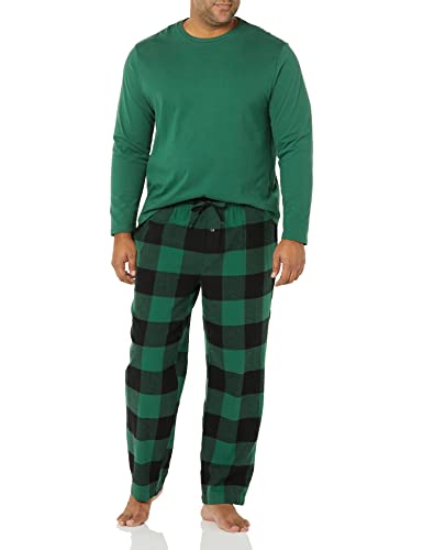 Amazon Essentials Men's Flannel Pajama Set (Available in Big & Tall), Green/Buffalo Plaid, Medium