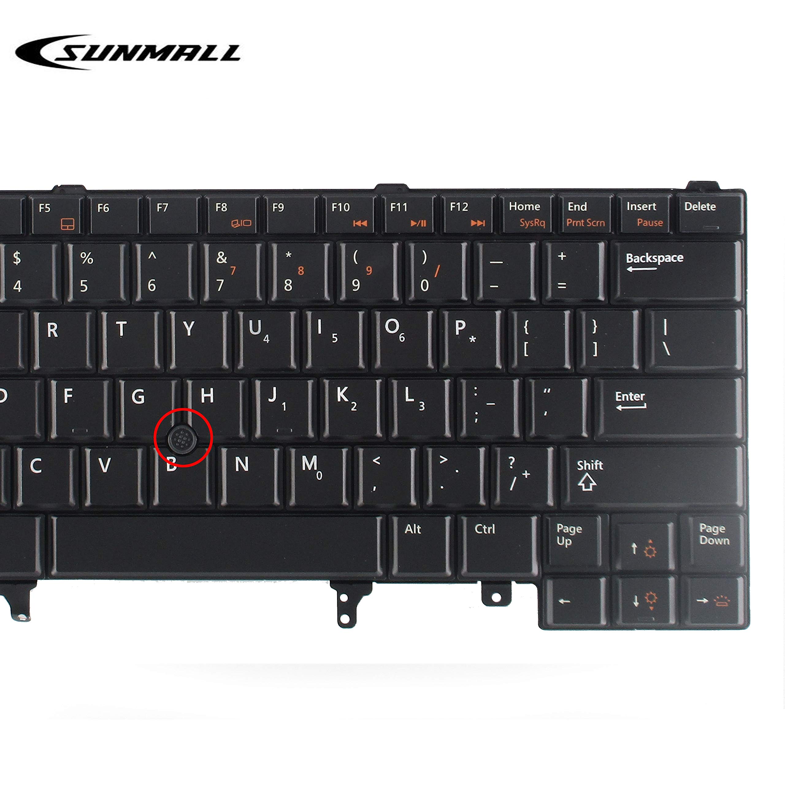 SUNMALL Replacement Keyboard with Backlit/Big Enter Key Compatible with Dell Latitude E5420 E5430 E6220 E6320 E6330 E6420 E6430 E6440 Series US Layout Black (with Pointer Stick)