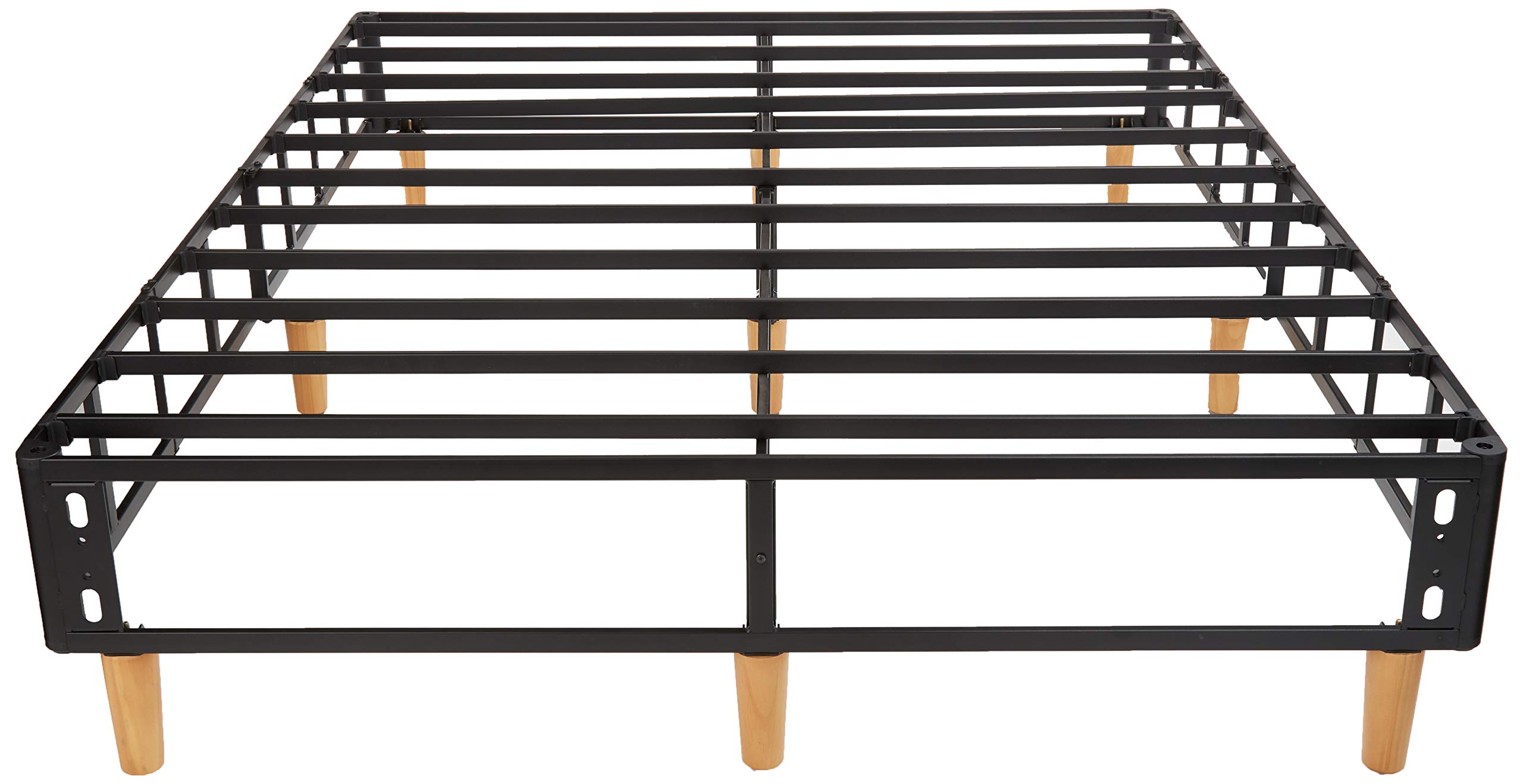 Amazon Basics Foldable Mattress Foundation/Box Spring with Steel Slats and Wood Legs, Tools-free Assembley, King, Black, 80 x 60 x 15 inches