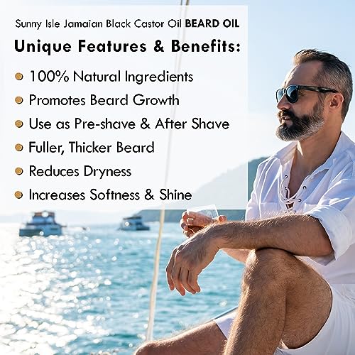 Sunny Isle Jamaican Black Castor Oil Beard Oil, 4 Fl Oz