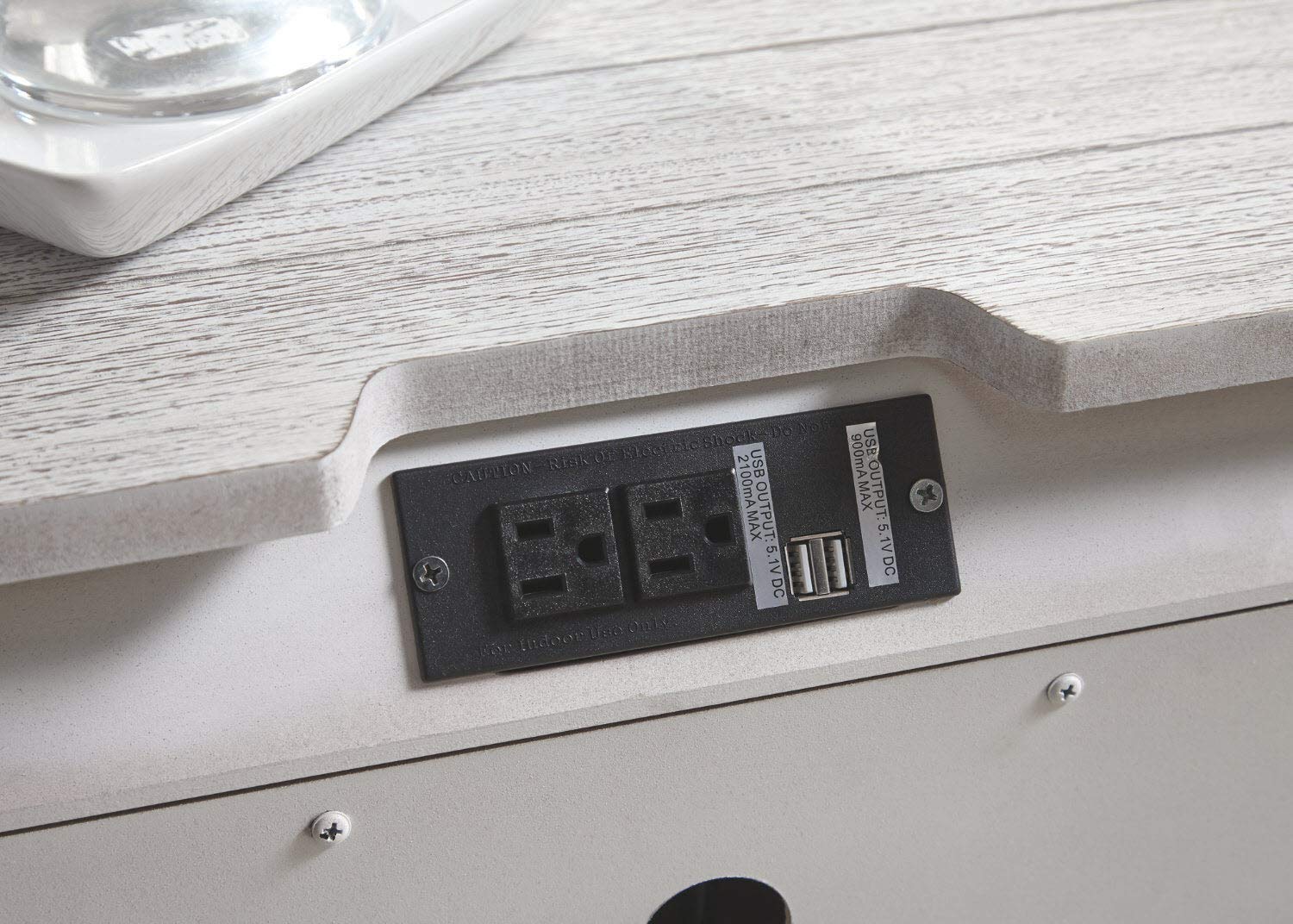 Signature Design by Ashley Brashland Farmhouse 3 Drawer Nightstand with Dovetail Construction, 2 Electrical Outlets & 2 USB Charging Ports, Textured White