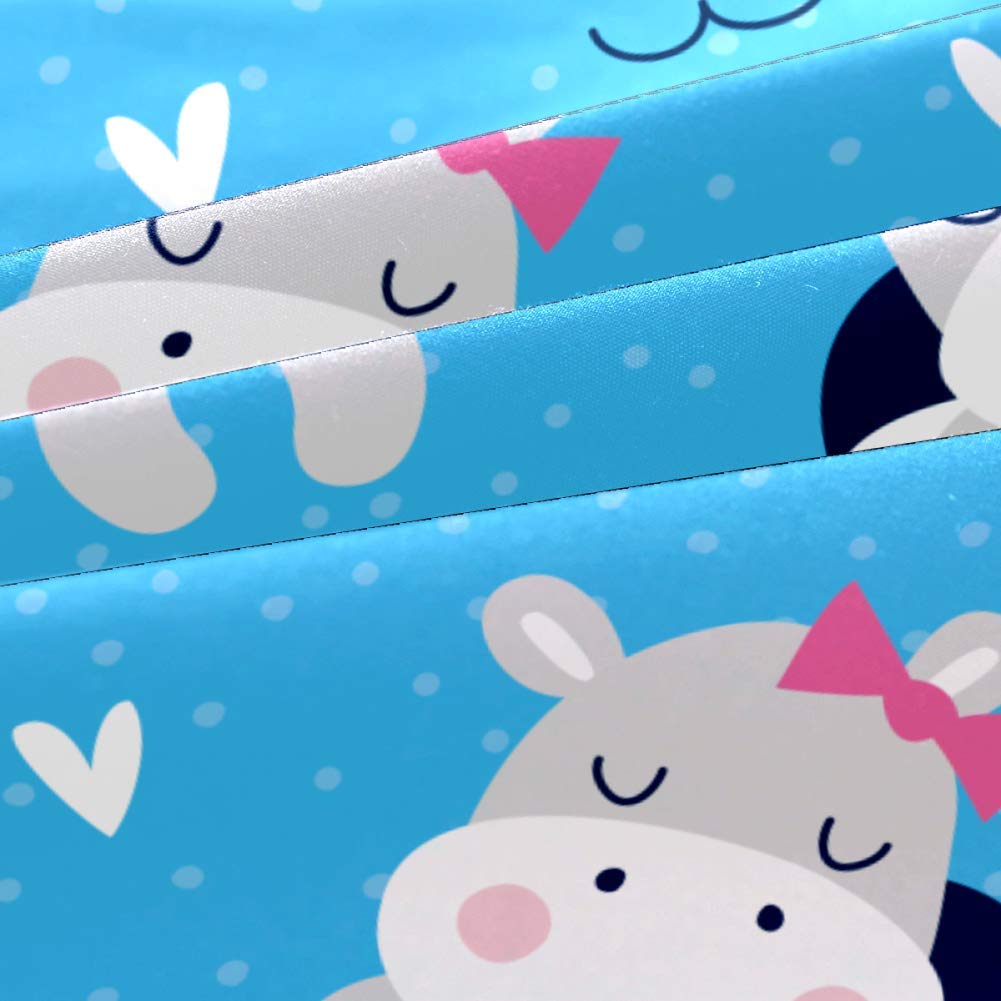 AISSO 3 Pieces Duvet Cover Set Queen Cute Hippo Girl Breathable Comforter Cover Set with Zipper Closure