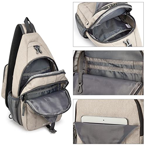 G4Free Sling Bag RFID Blocking Sling Backpack Crossbody Chest Bag Daypack for Hiking Travel(Ivory)