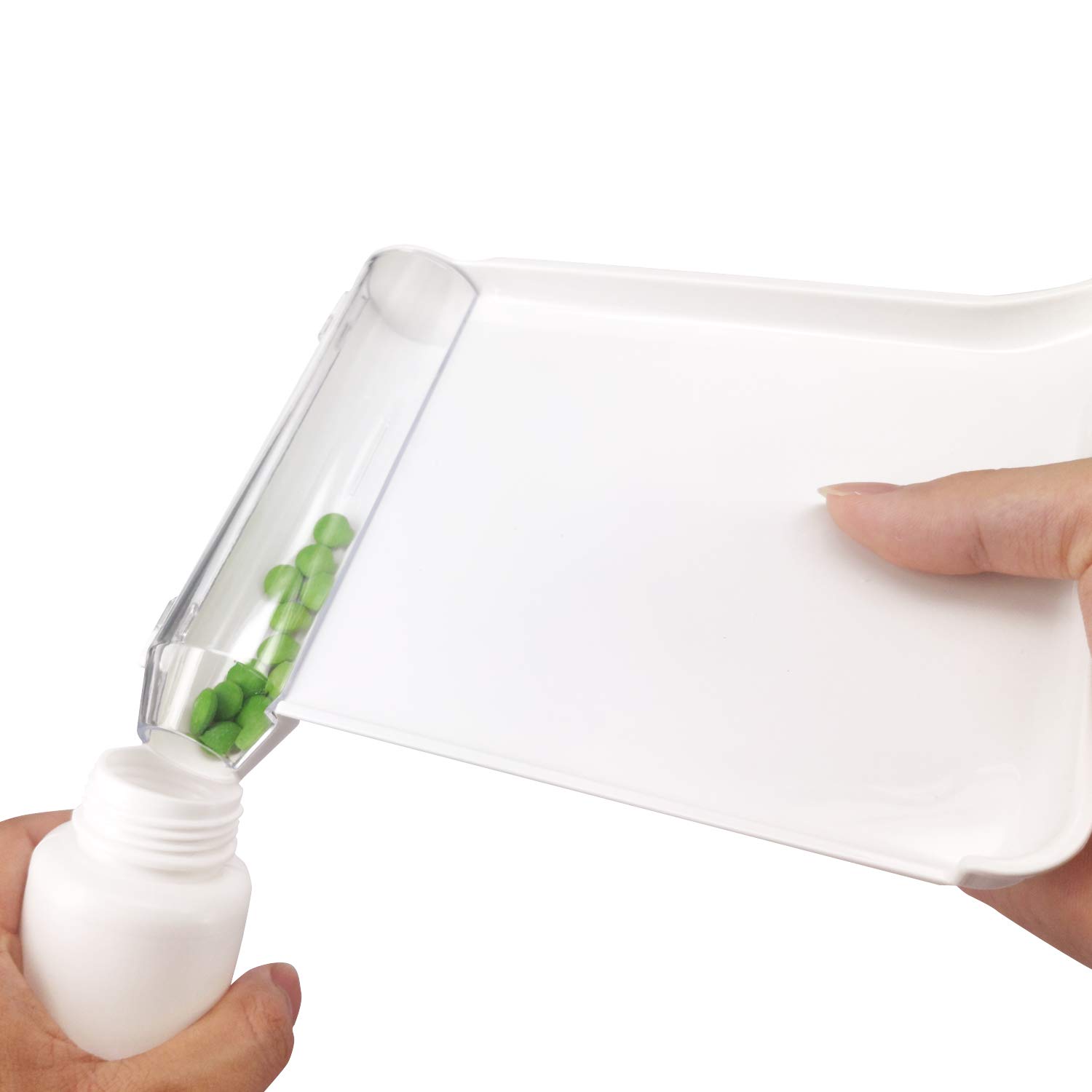 Medarchitect Right Hand Pill Counting Tray with Spatula (White - Wood Handle)