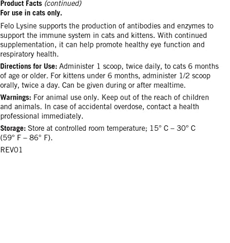 FELO LYSINE - L-Lysine Powder for Cats 300 mg (Thomas Pet Earlier), 12 oz