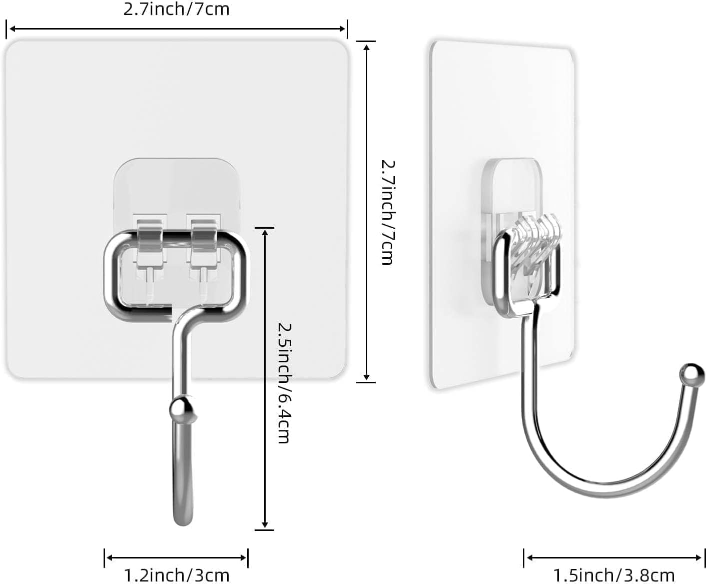 KILOW Large Adhesive Hooks for Hanging Heavy Duty Wall Hooks 22 lbs Self Adhesive Towel Hook Waterproof Transparent Hooks 10 Pack