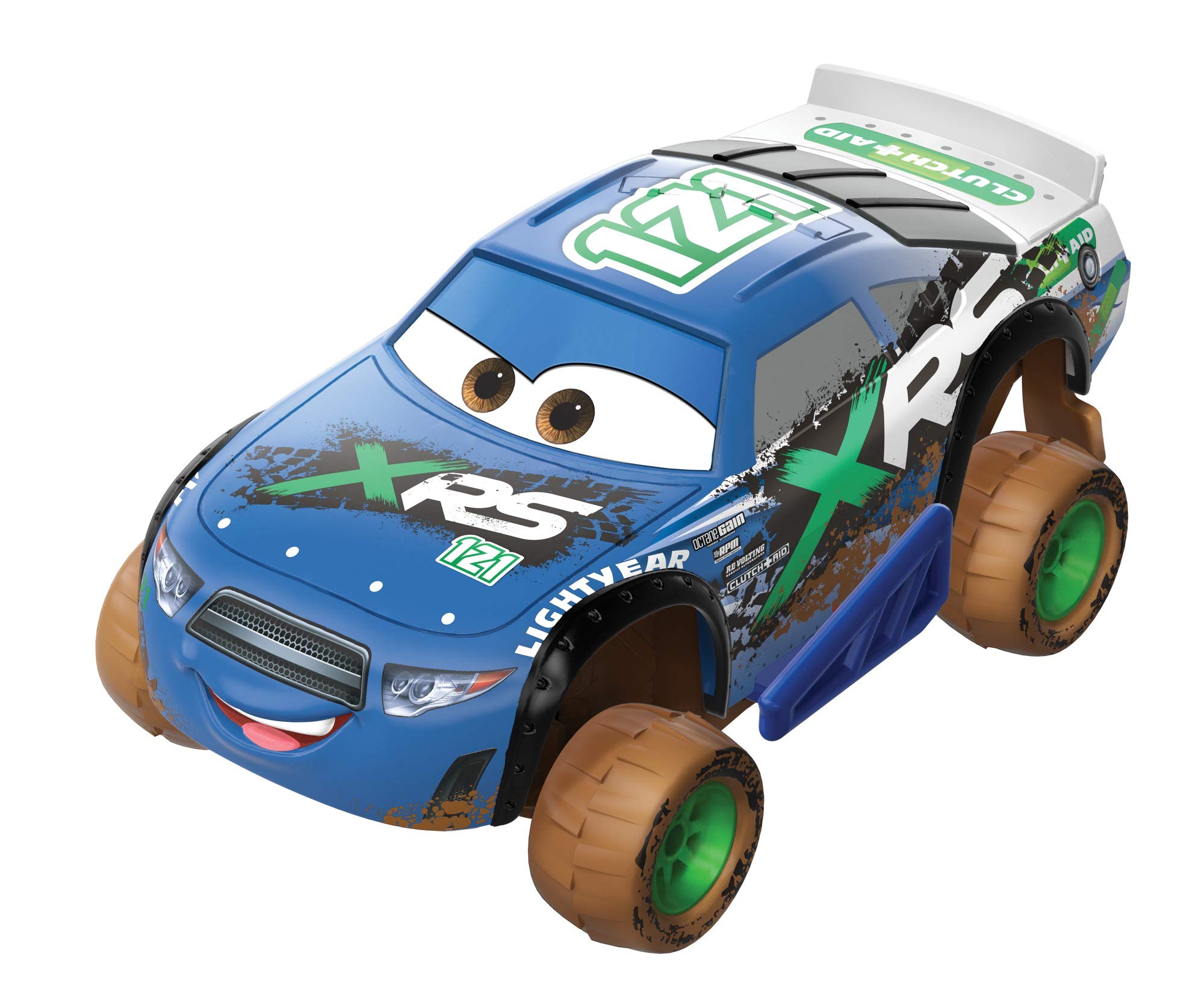 Disney Car Toys XRS Mud Racing Dino Draftsky Vehicle 155 Scale Die-Casts, Real Suspensions, Off-Road, Dirt-Splashed Design, All-Terrain Wheels, Ages 3 and upâ€‹
