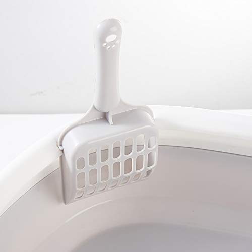 Shulemin Litter Box with Scoop Cat Litter Box High Side and Back Semi-Closed Detachable PP Pet Cats Sand Toilet Litter Pan Sifting Litter Box for Cats Dogs Pink L