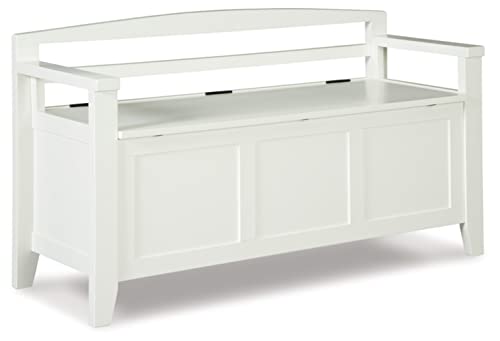 Signature Design by Ashley Charvanna Farmhouse Wood Storage Bench with Lift Top, White