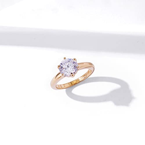 Amazon Essentials Amazon Colelction Platinum-Plated Sterling Silver Infinite Elements Cubic Zirconia Round Solitaire Ring, Yellow-gold-plated, Size 6 (previously Amazon Collection)