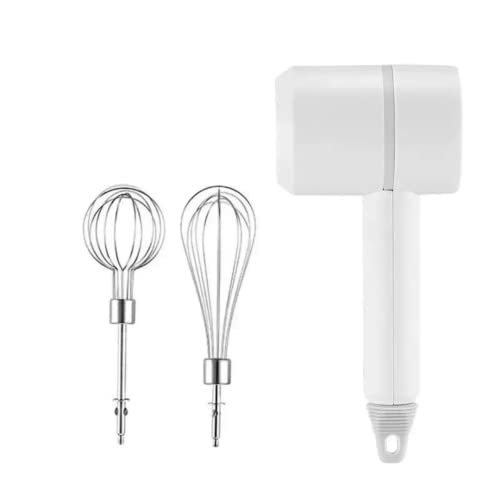 Good Dee's Portable Electric Cordless Handheld Mixer, 3-Speed Adjustable Lightweight USB Rechargeable Hand Mixer Stainless Steel (White)