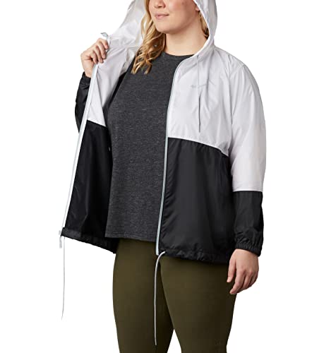 Columbia Women's Flash Forward Windbreaker, Water & Stain Resistant Outerwear, White/black, X-Large