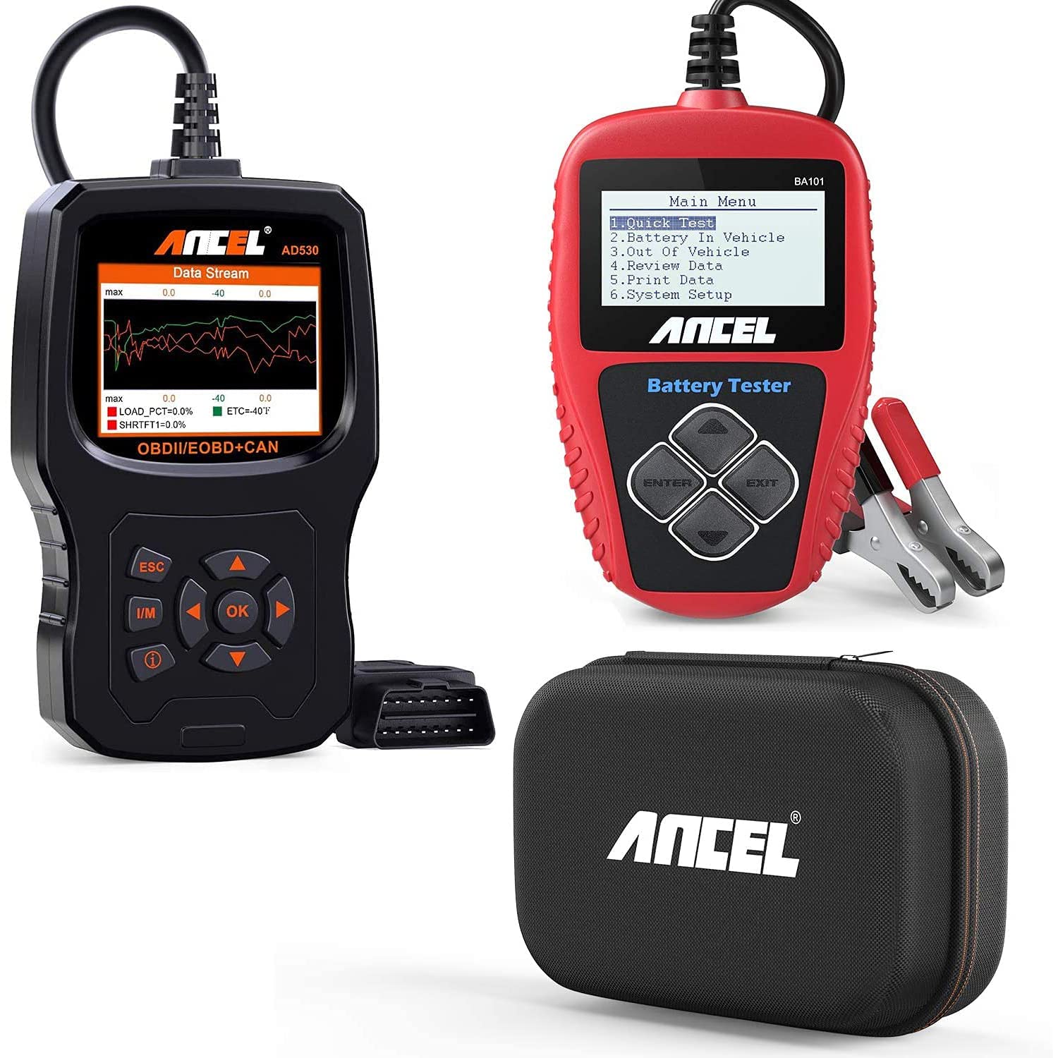 ANCEL AD530 with ANCEL BA101 and ANCEL Protective Case Storage Bag