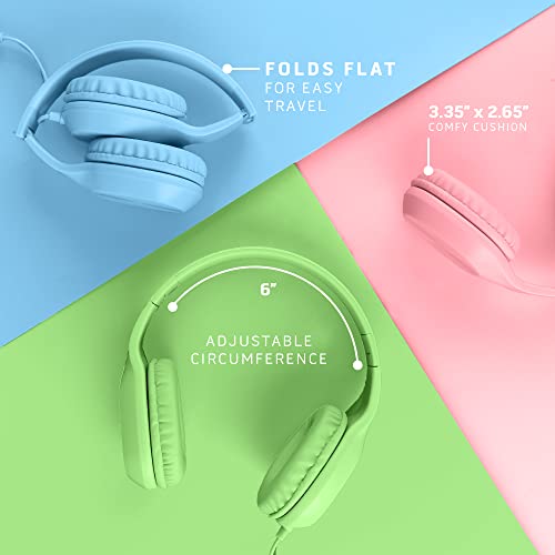 Sonitum Kids Headphones for School Bulk Set 5-Pack On-Ear, 3.5mm, Wired Headphones for Schools & Libraries β Adjustable, Cushioned Wired Kids Headphones β School Headphones for Kids, (Mixed Colors)