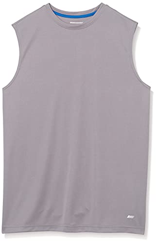 Amazon Essentials Men's Active Performance Tech Muscle Tank, Pack of 2, Medium Grey/Royal Blue, X-Large
