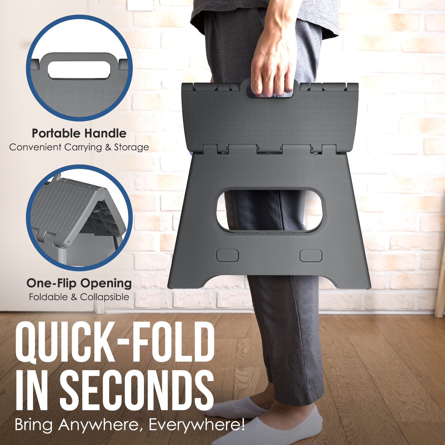 SPLENDOLE Folding Step Stool - 11-Inch Non-Slip Foot Stool for Kitchen, Bathroom, Living Room - Compact and Lightweight Stool Chair with 250-Lb Maximum Weight Capacity Step Stools for Kids and Adults