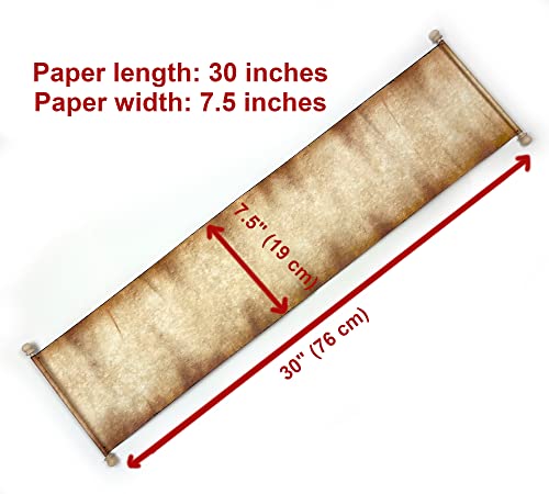 Arte of the Booke Blank Paper Scroll on Wood Rods, 7.5 x 30 Inches - Handmade in the USA