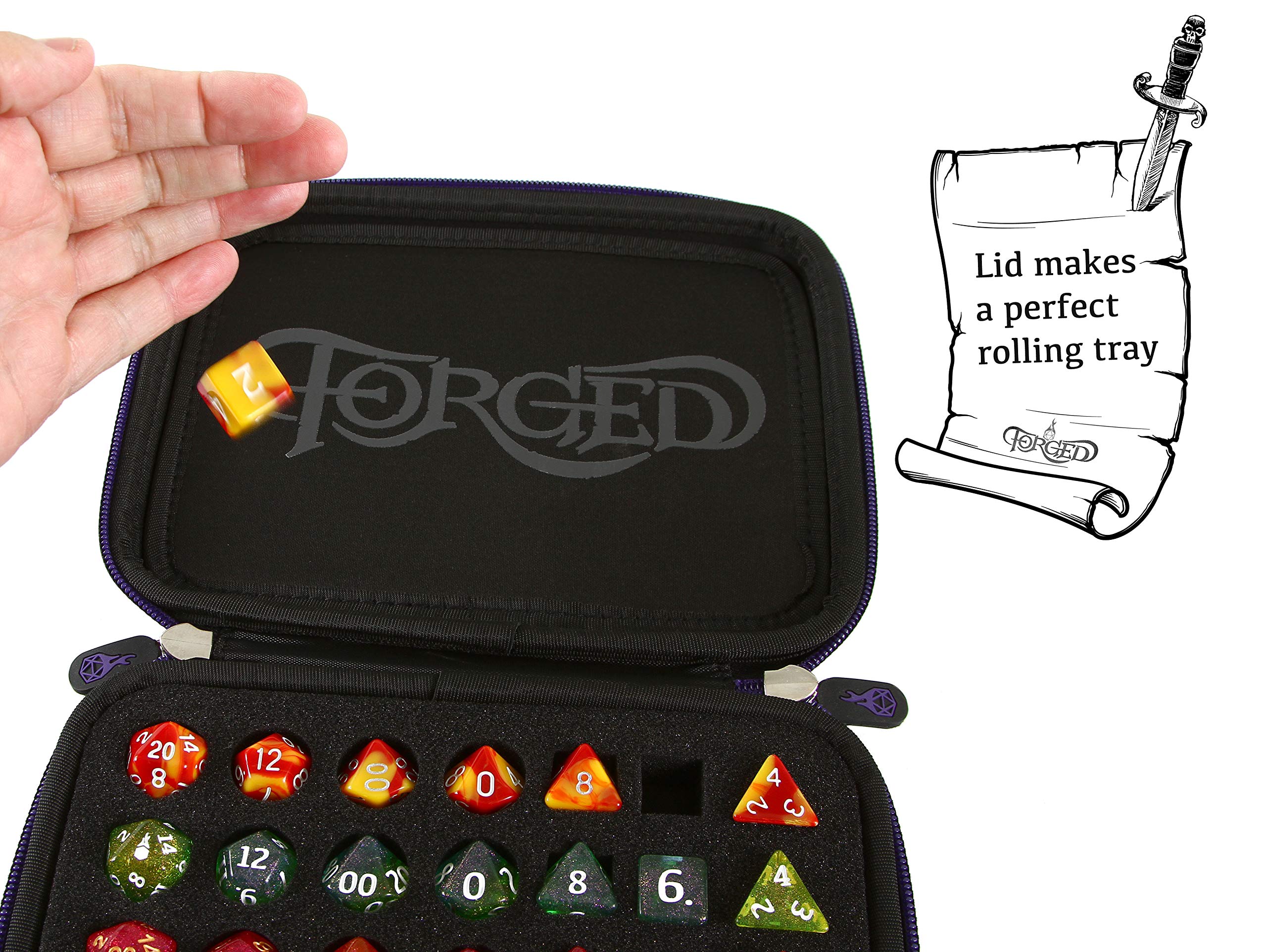 Forged Dice Co. Dice Storage Case with Foam Insert - Storage Box Holds 35 Individual Metal or Plastic Polyhedral Dice or 5 Sets of Dice - Display Case Works with DND and Dungeons & Dragons Game Dice